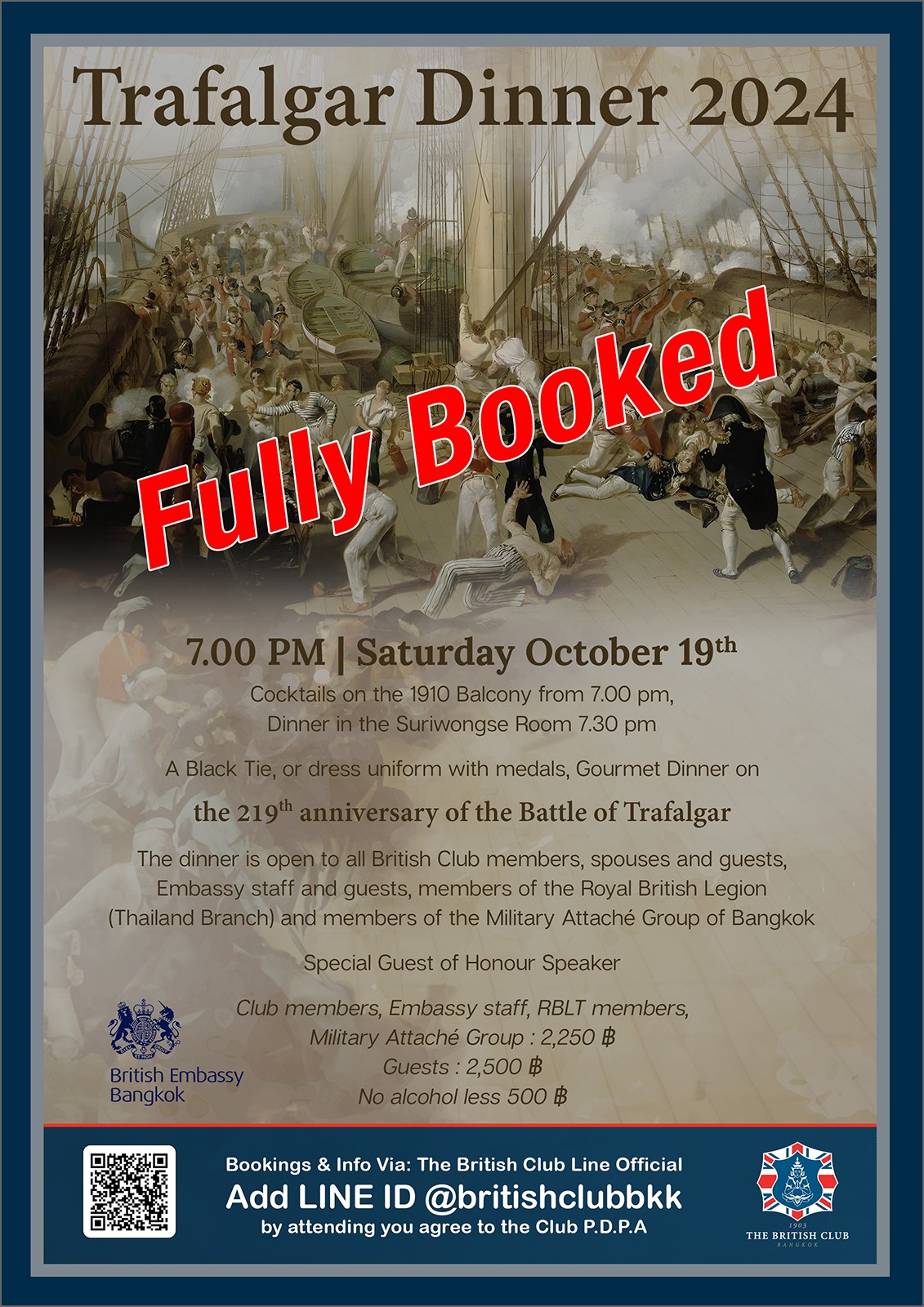Trafalgar Dinner 2024 - The British Club Bangkok