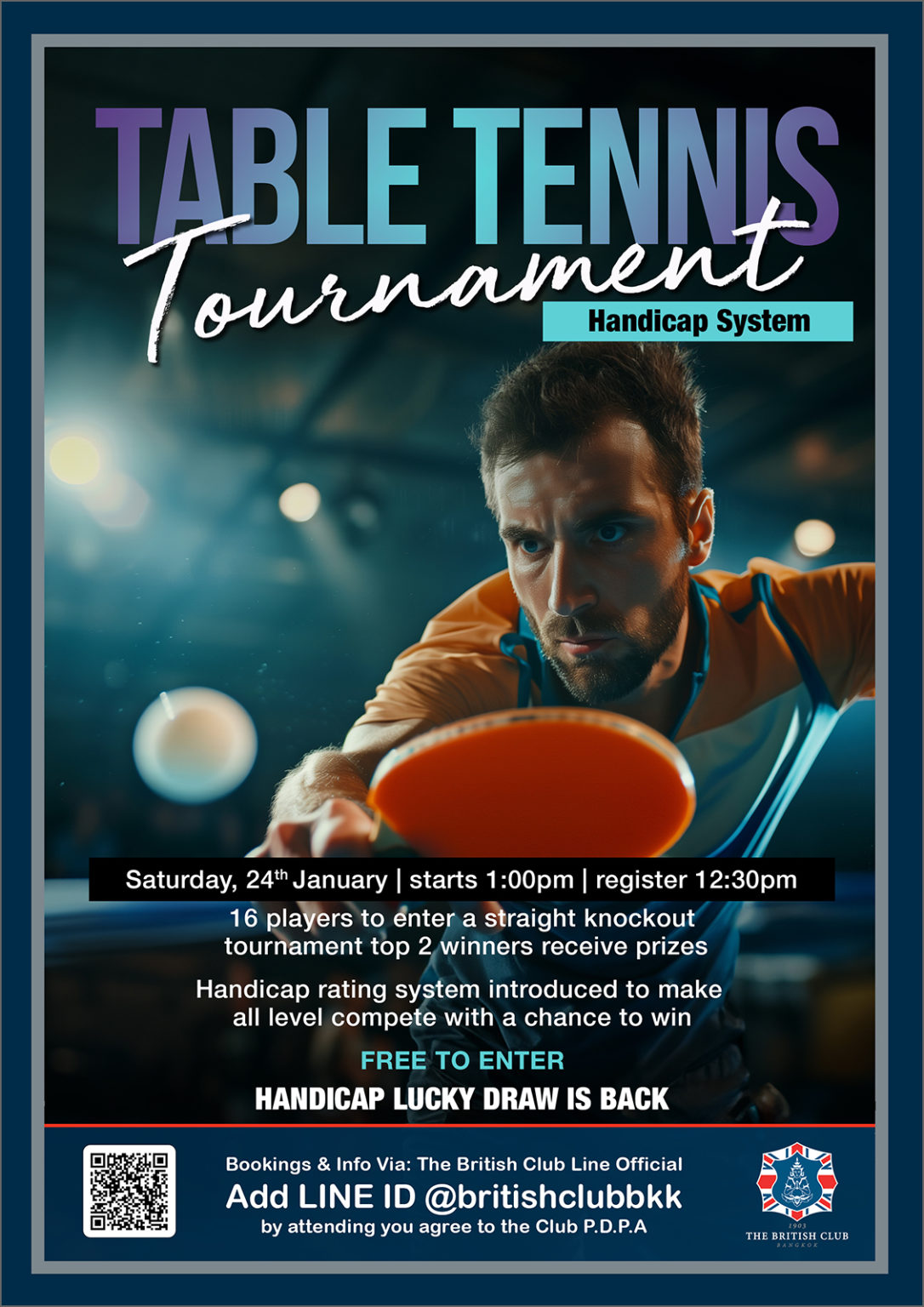 Table Tennis Tournament - 24th January 2026 - The British Club Bangkok